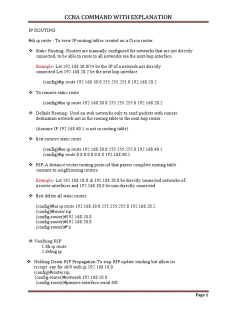 Ccna Command With Explanation Example Pdf Routing Router Computing