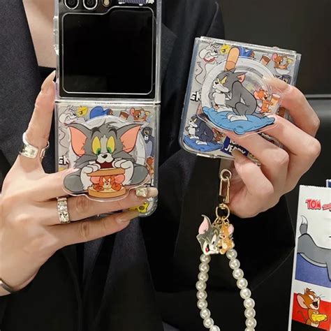 모이몰 맥세이프 그립톡 스트랩 갤럭시 Z플립5 Z플립4 Z플립3 슬림 투명 하드 레트로 톰과제리 캐릭터 제트플립5 제트플립4 제트플립3 지플립5 지플립4 지플립3 케이스