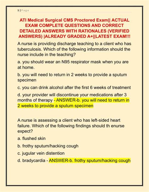 Ati Medical Surgical Cms Proctored Exam