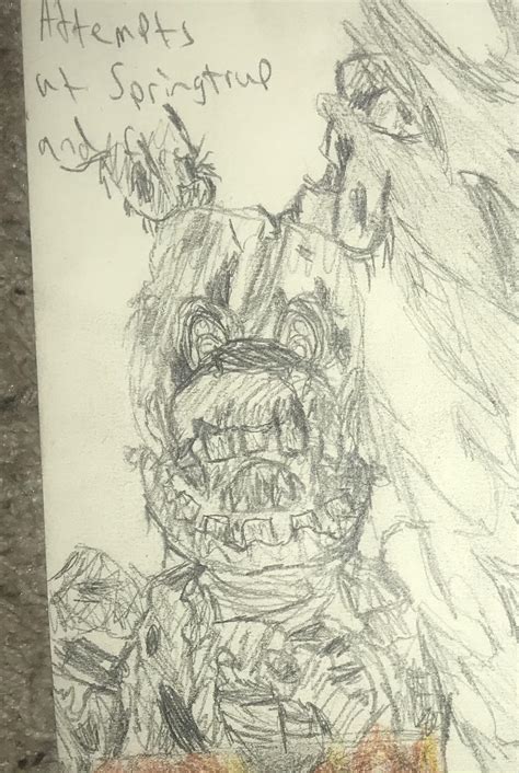 A Drawing Of Springtrap From My Springtrap Study R Fivenightsatfreddys