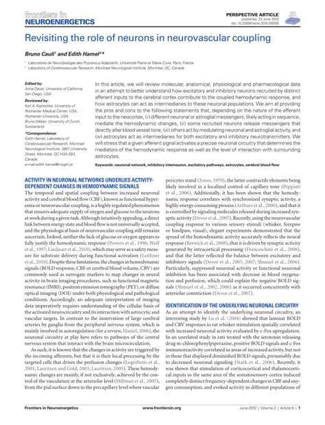 Pdf Revisiting The Role Of Neurons In Neurovascular Coupling