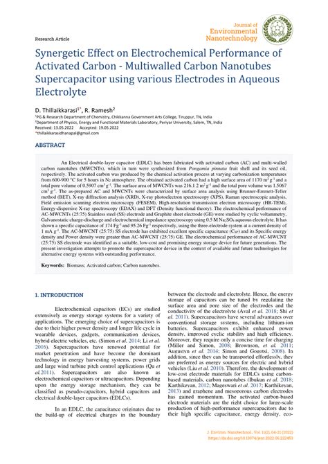 Pdf Synergetic Effect On Electrochemical Performance Of Activated Carbon Multiwalled Carbon