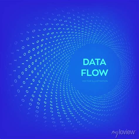 Data Flow Digital Code Binary Data Flow Big Data Virtual • Wall Stickers Blue Array
