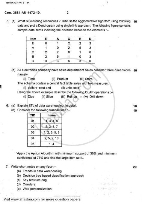 Data Warehousing And Mining 2009 2010 Be Computer Engineering Semester 8 Be Fourth Year Old