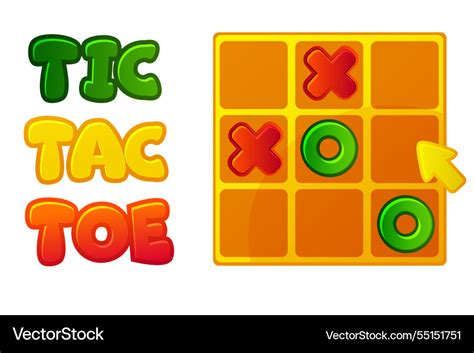 Tic Tac Toe Ui With Arow Cursor Board Logic Game Vector Image