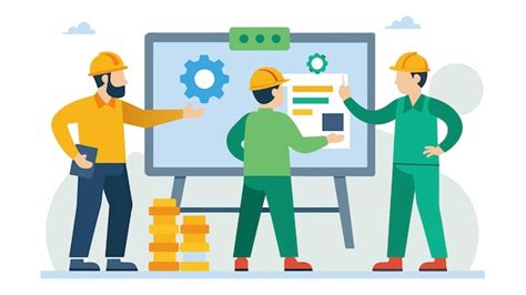 Premium Vector A Team Of Engineers Collaborates On A Whiteboard Strategizing And Yzing Data To