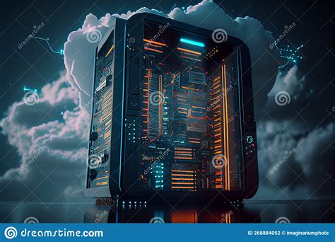Big Data Center Technology Warehouse With Server Room With Cloud
