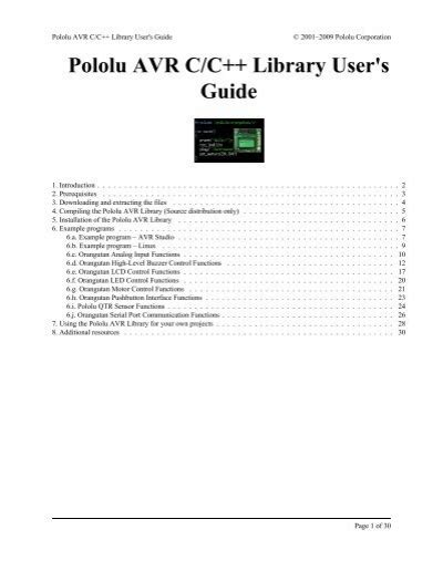 Pololu Pololu AVR C C Library User S Guide Robot MarketPlace