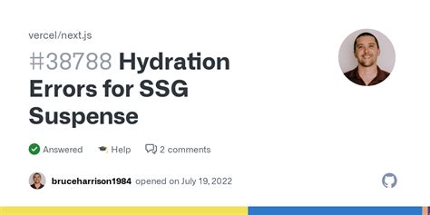 hydration errors for ssg suspense · discussion 38788 · vercel next js · github