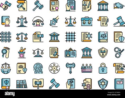 Justice Icons Set Vector Flat Stock Vector Image And Art Alamy