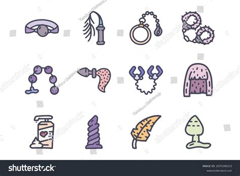 Sex Toys Color Vector Doodle Simple Stock Vector Royalty Free 2075296153
