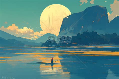 湖面上的小船插画图片下载 正版图片601132146 摄图网