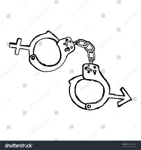 Illustration Vector Hand Drawn Doodles Of Handcuff With Sex Sign Marriage Concept Creative