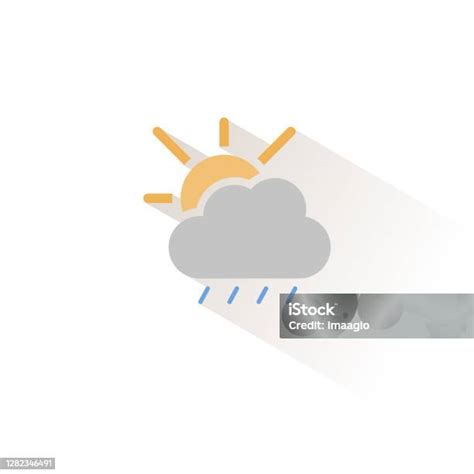 부드러운 비 구름과 태양 격리된 색상 아이콘입니다 날씨 벡터 일러스트레이션 0명에 대한 스톡 벡터 아트 및 기타 이미지 0명 계절 고체 Istock