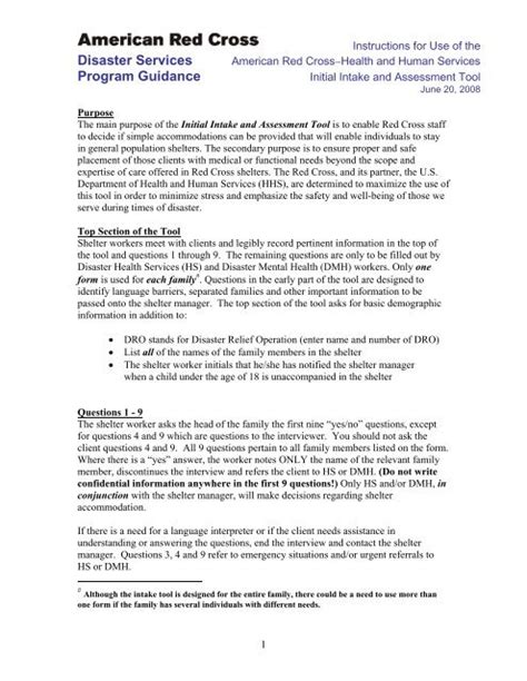Initial Intake And Assessment Tool