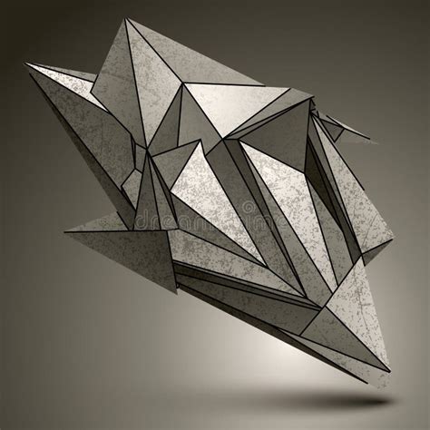 Deformed Galvanized 3d Abstract Object Grayscale Asymmetric Spherical Element Stock Vector