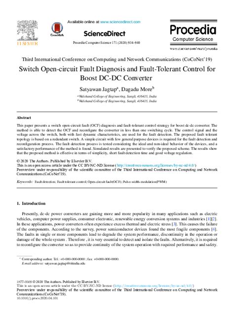 Pdf Switch Open Circuit Fault Diagnosis And Fault Tolerant Control