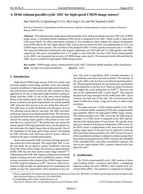 Pdf A 10 Bit Column Parallel Cyclic Adc For High Speed Cmos Image Sensors