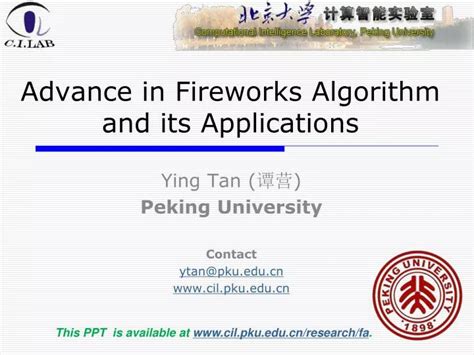 Ppt Advance In Fireworks Algorithm And Its Applications Powerpoint Presentation Id