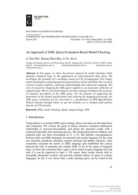 Pdf An Approach Of Xml Query Evaluation Based Model Checking
