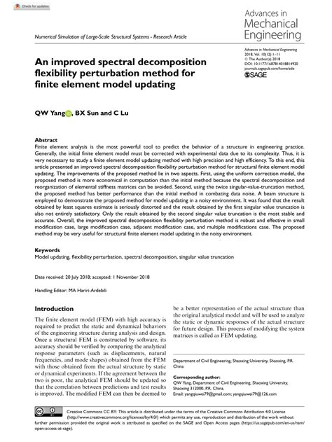 Pdf An Improved Spectral Decomposition Flexibility Perturbation Method For Finite Element