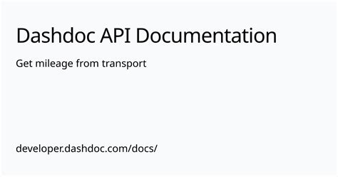 Get Mileage From Transport Dashdoc API Documentation