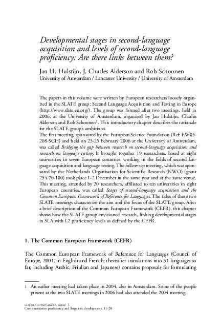 Pdf Developmental Stages In Second Language Acquisition And Levels Of Second Language