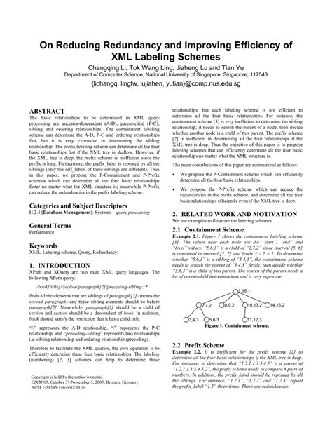 Pdf On Reducing Redundancy And Improving Efficiency Of Xml Labeling