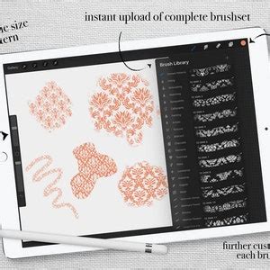Procreate Damask Seamless Pattern Brushes Etsy