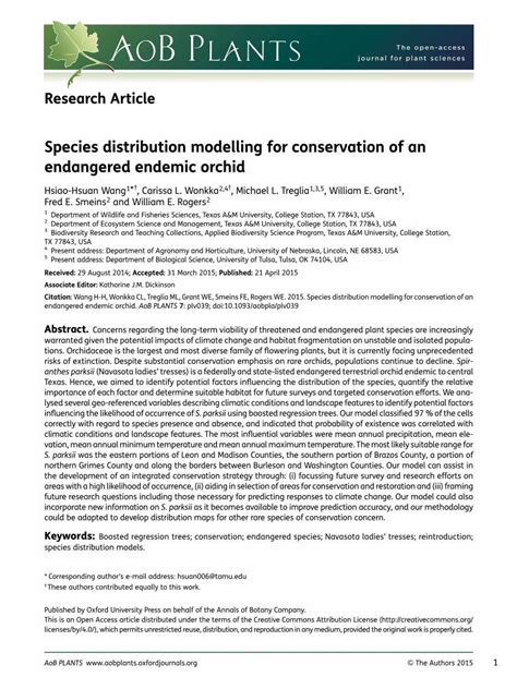 Pdf Species Distribution Modelling For Conservation Of An Dokumen Tips