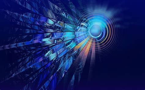 Digital Art Abstract Cgi Blue Circle Lines Glowing Wallpapers Hd