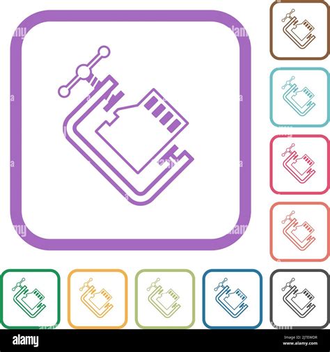 Micro Sd Memory Card Compress Outline Simple Icons In Color Rounded