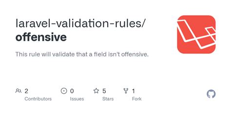 Github Laravel Validation Rulesoffensive This Rule Will Validate That A Field Isnt Offensive