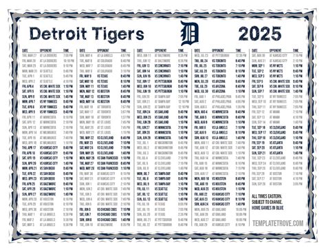 Detroit Tigers 2025 Game Schedule Joe Mlb Info