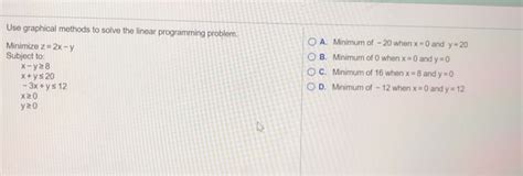 Solved Use Graphical Methods To Solve The Linear Programming