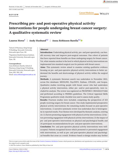 Pdf Prescribing Pre And Post Operative Physical Activity Interventions For People Undergoing