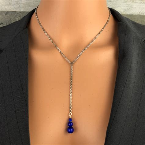Original Stainless Steel Chain Y Drop Cleavage 468mm Stacked Beads