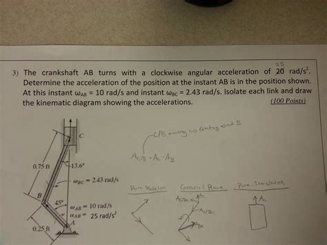 Solved The Crankshaft Ab Turns With A Clockwise Angular