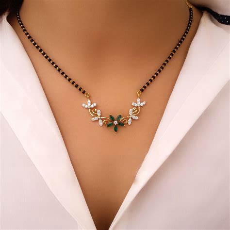 Gold And Daimond Monglesutra Black Beads Mangalsutra Design Indian
