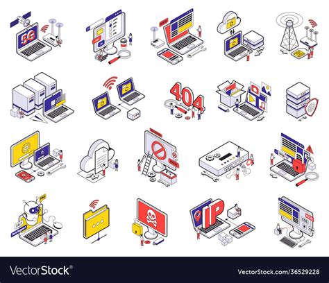 Web Hosting Isometric Icon Set Royalty Free Vector Image