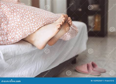 Feet Girls Under A Blanket Stock Image Image Of Flat 152952547