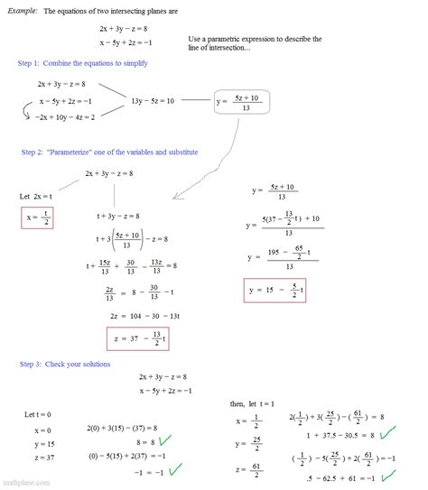 math plane parametric equations equations worksheets