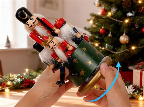Sanchamy Handmade Nutcracker Music Box Wooden Wind Up