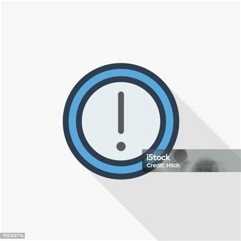 주의 주의 부호입니다 느낌표 표시입니다 위험 경고 선 평면 색상 아이콘입니다 선형 벡터 기호입니다 화려한 긴 그림자 디자인입니다 가리키기에 대한 스톡 벡터 아트 및 기타