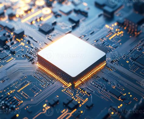Detail Oriented Close Up Of A Modern Microprocessor On A Circuit Board