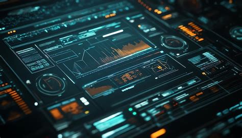 Futuristic Digital Interface With Glowing Blue And Orange Elements