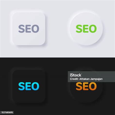 검색 엔진 최적화 아이콘 세트 웹 디자인 응용 프로그램 Ui 등을위한 여러 가지 빛깔의 Neumorphism 버튼 소프트 Ui 디자인 버튼 벡터 3차원 형태에 대한 스톡