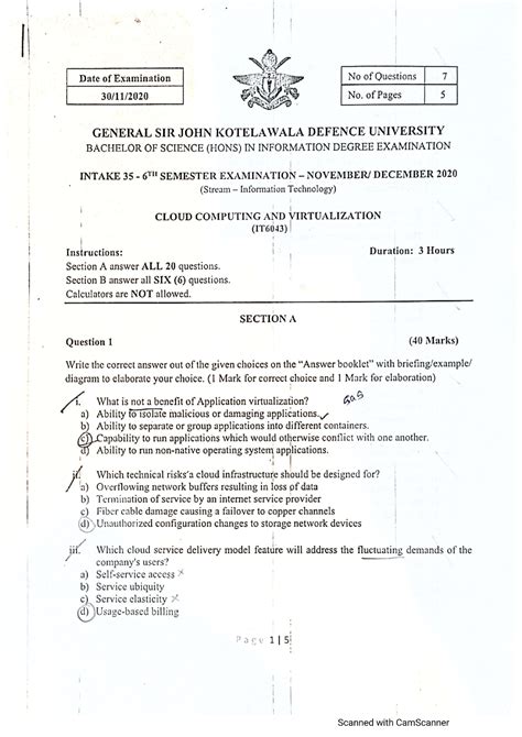 35 Cloud Examination Past Paper Cloud Computing Studocu