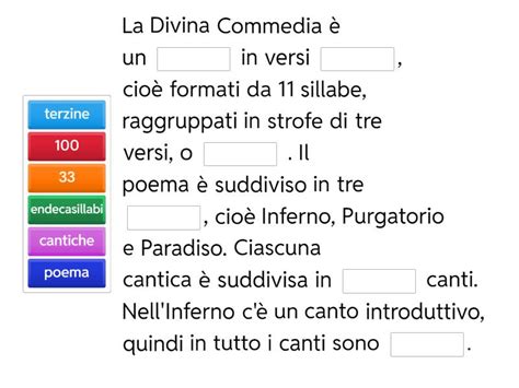 La Divina Commedia Complete The Sentence