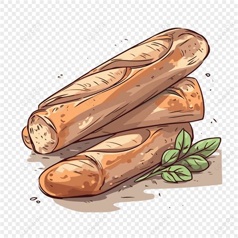 프랑스 빵과 허브 만화의 바게트 클립 아트 그림 벡터 폰트 복숭아 Png 일러스트 무료 다운로드 Lovepik